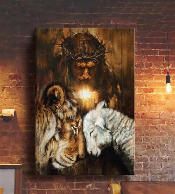 Great Tiger And Lamb Jesus Canvas Posters - Christian Wall Posters ...
