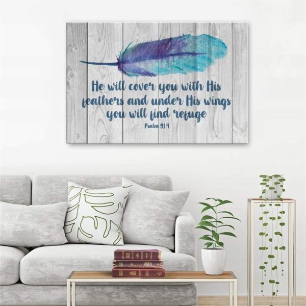 He Will Cover You With His Feathers Canvas - Beautiful Dove Drawing ...