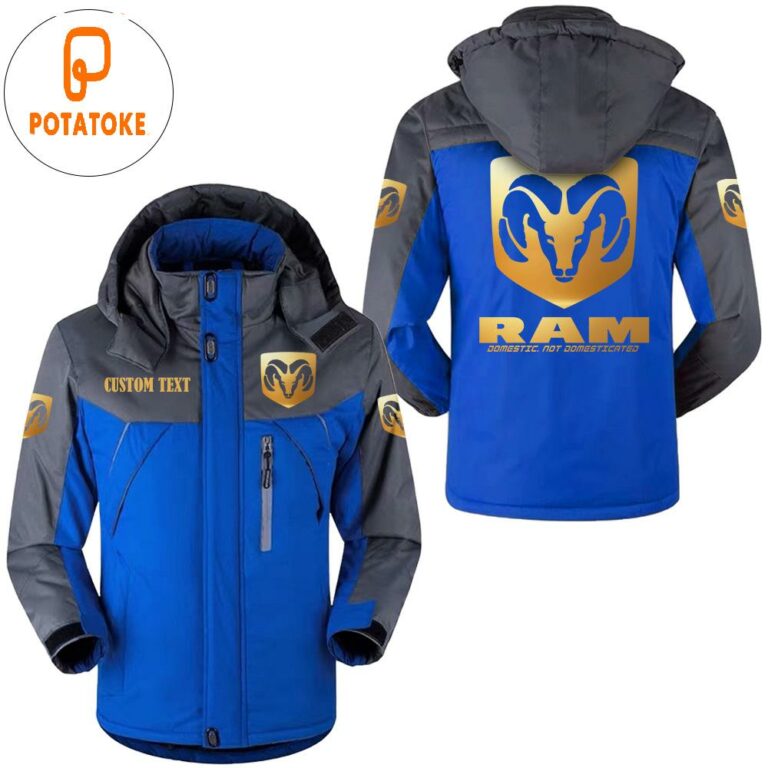 Custom Ram Golden Windbreaker Ski Jacket With Hood And Logo - Potatoke